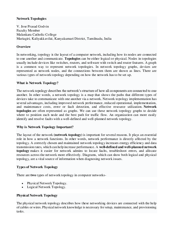 (PDF) Network Topologies