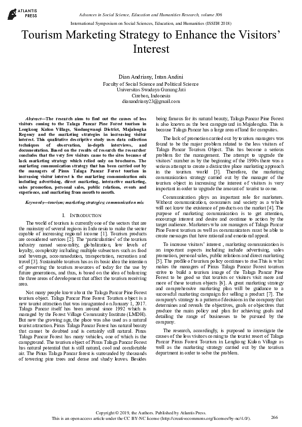 (PDF) Tourism Marketing Strategy to Enhance the Visitors’ Interest