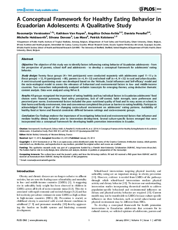 (PDF) A Conceptual Framework for Healthy Eating Behavior in Ecuadorian ...