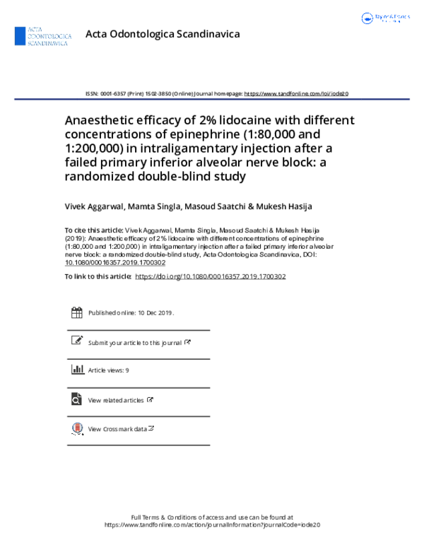 (PDF) Anaesthetic efficacy of 2% lidocaine with different ...