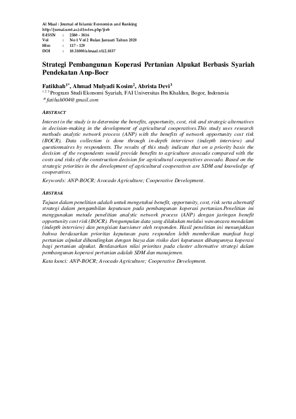 (PDF) Strategi Pembangunan Koperasi Pertanian Alpukat Berbasis Syariah ...