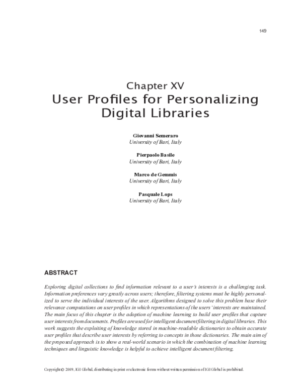 (PDF) User Profiles for Personalizing Digital Libraries