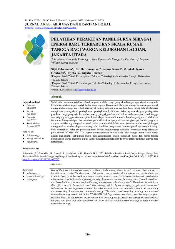 (PDF) Pelatihan Perakitan Panel Surya Sebagai Energi Baru Terbarukan ...