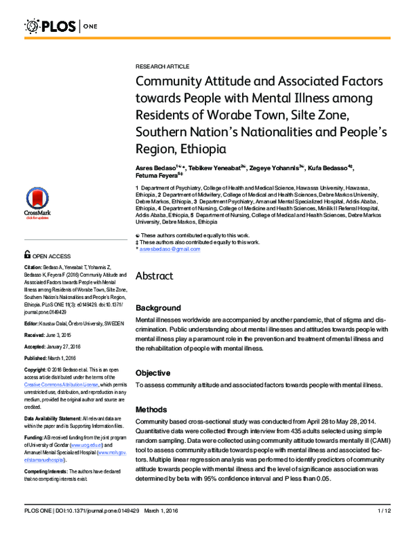 (PDF) Community Attitude and Associated Factors towards People with ...