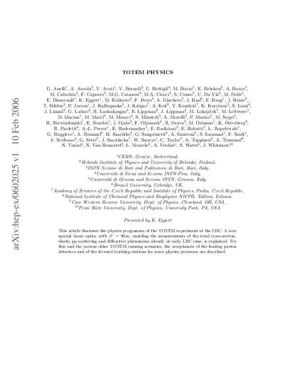 (PDF) TOTEM Physics