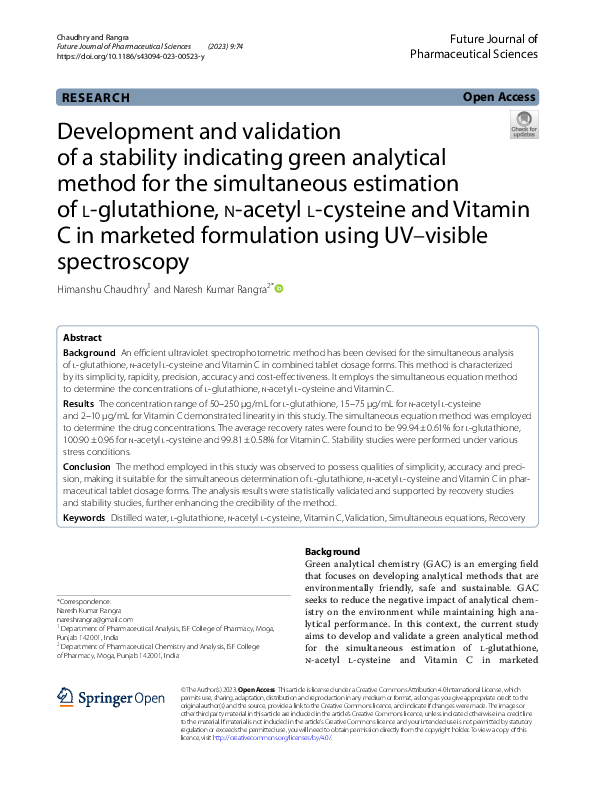 (PDF) Development and validation of a stability indicating green analytical method for the ...