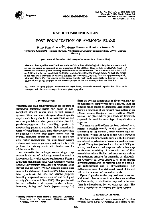 (PDF) Post equalization of ammonia peaks