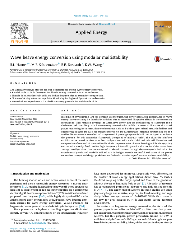 (PDF) Wave heave energy conversion using modular multistability
