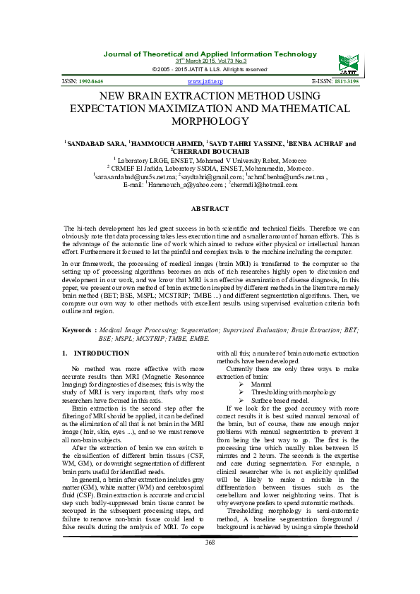 Pdf New Brain Extraction Method Using Expectation Maximization And Mathematical Bouchaib