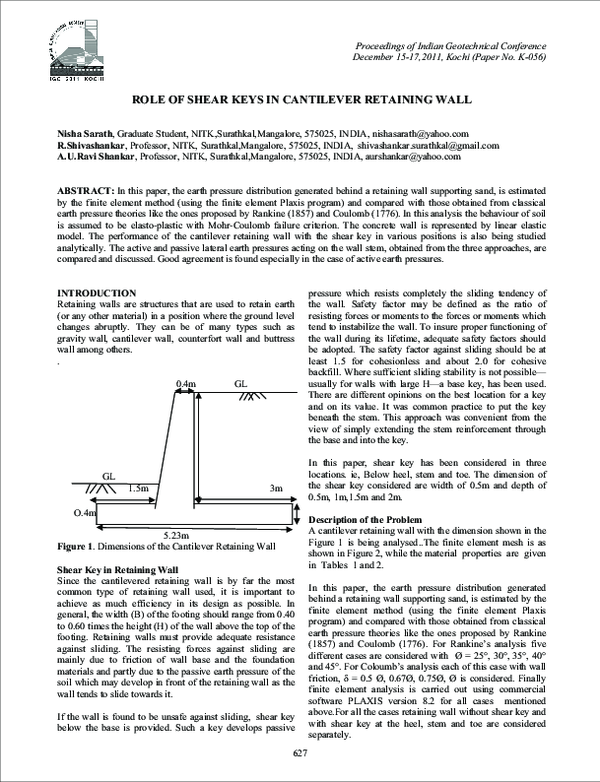 (PDF) Role of Shear Keys in Cantilever Retaining Wall