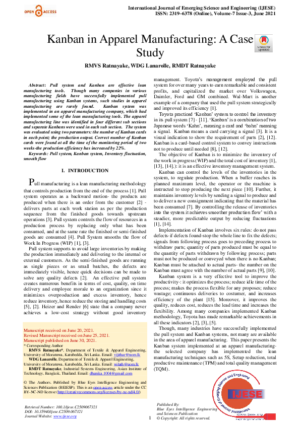 (PDF) Kanban in Apparel Manufacturing: A Case Study