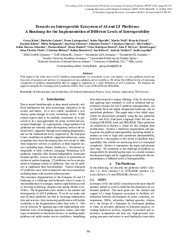 (PDF) Towards an Interoperable Ecosystem of AI and LT Platforms: A Roadmap for the ...