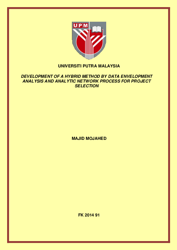 Pdf Development Of A Hybrid Method By Data Envelopment Analysis And Analytic Network Process