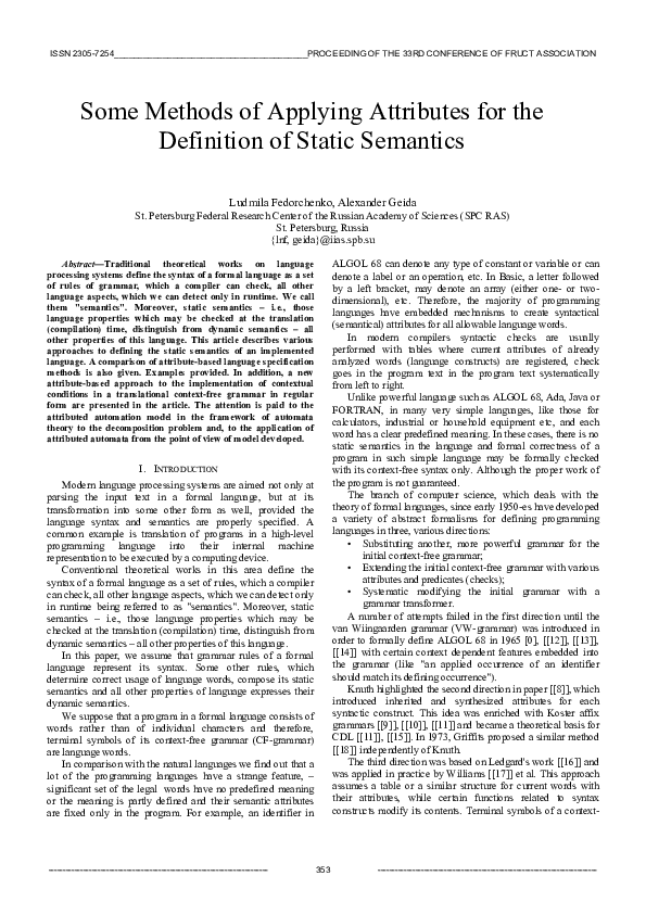 Pdf Some Methods Of Applying Attributes For The Definition Of Static