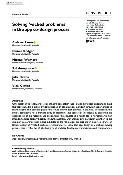 (PDF) Solving ‘wicked problems’ in the app co-design process