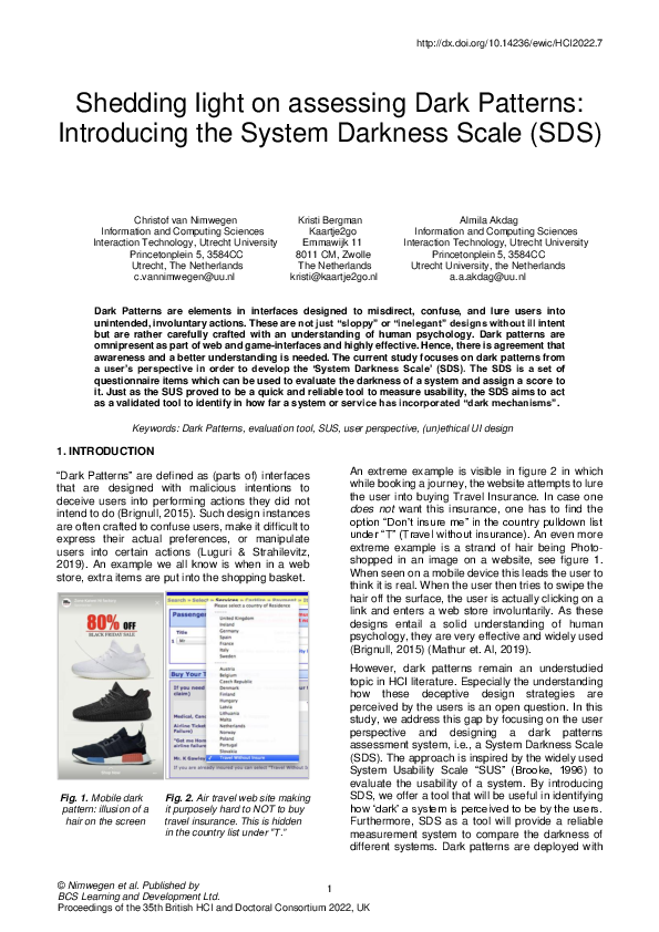 (PDF) Shedding light on assessing Dark Patterns: Introducing the System ...
