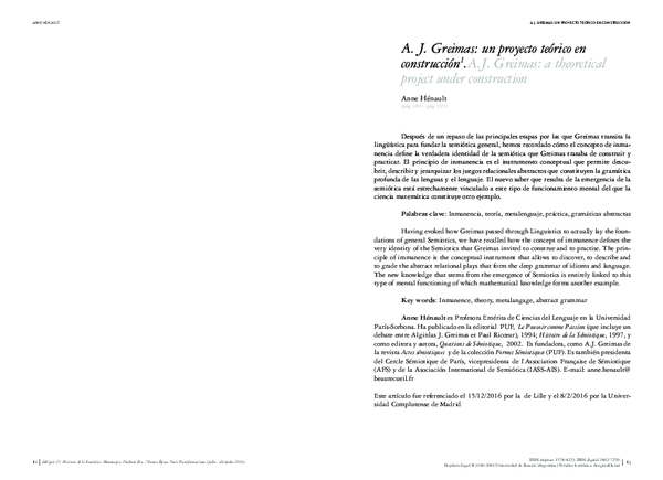 (PDF) A. J. Greimas: un proyecto teórico en construcción