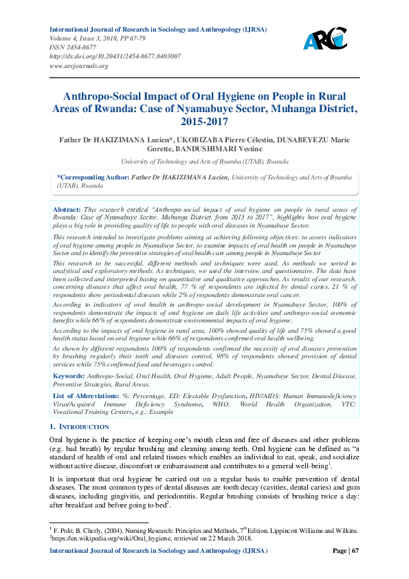 (PDF) Improving hand hygiene at a district hospital in rural Rwanda