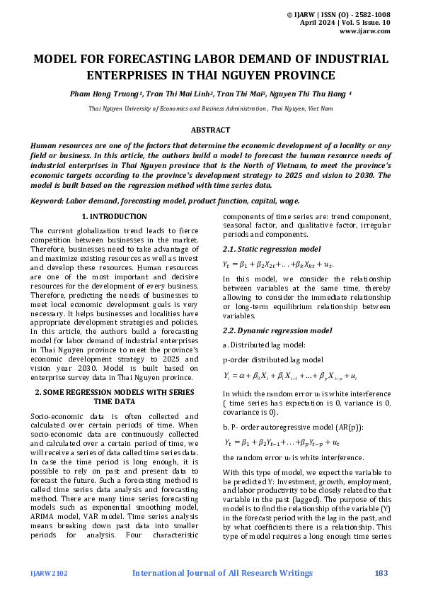 (PDF) MODEL FOR FORECASTING LABOR DEMAND OF INDUSTRIAL ENTERPRISES IN ...