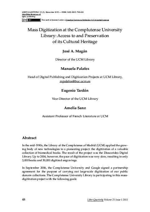 (PDF) Mass Digitization at the Complutense University Library: Access ...