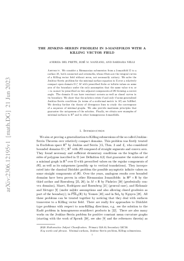 (PDF) The Jenkins-Serrin problem in 3-manifolds with a Killing vector field