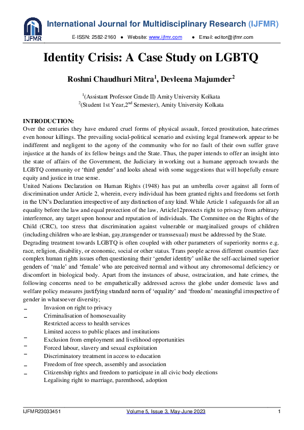 (PDF) Identity Crisis: A Case Study on LGBTQ