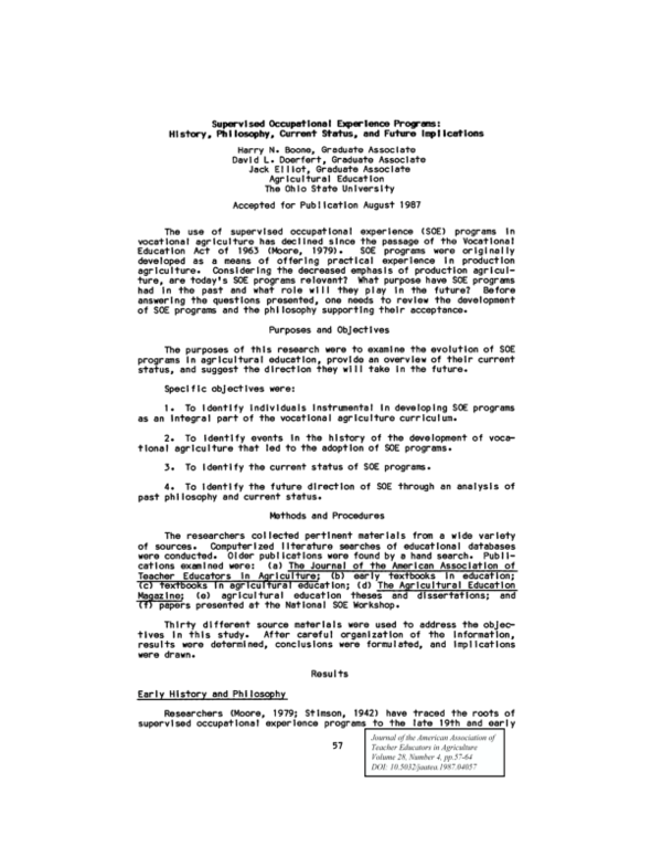 (PDF) Supervised Occupational Experience Programs: History, Philosophy ...