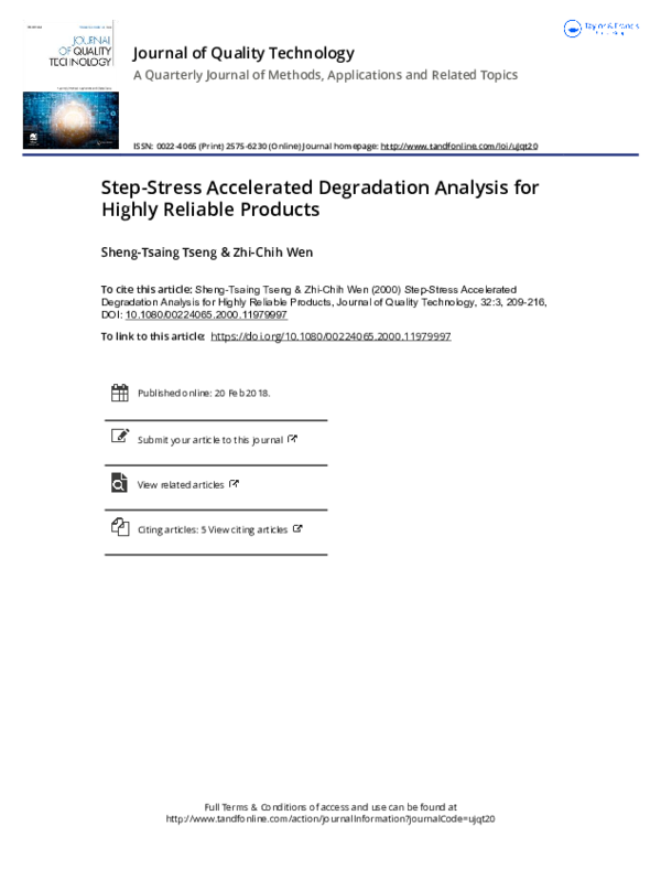Pdf Step Stress Accelerated Degradation Analysis For Highly Reliable
