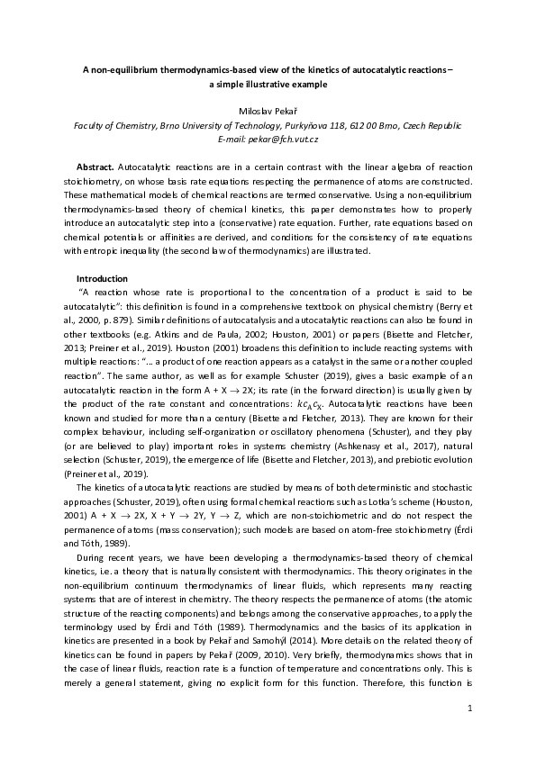 (PDF) A Non-Equilibrium Thermodynamics-Based View of the Kinetics of ...