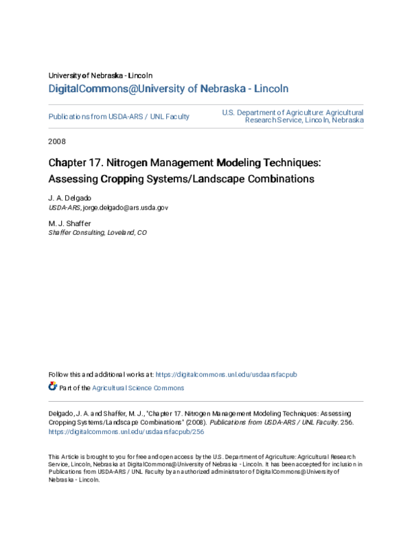 (PDF) Nitrogen Management Modeling Techniques