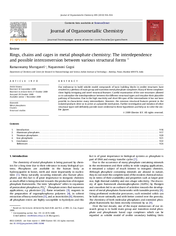 (PDF) Rings, chains and cages in metal phosphate chemistry: The ...