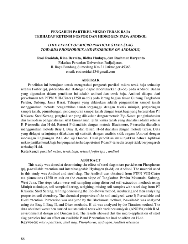 (PDF) The Effect of Micro Particle Steel Slag Towards Phosporous and ...