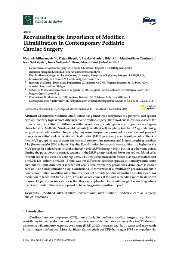 (PDF) Reevaluating the Importance of Modified Ultrafiltration in ...