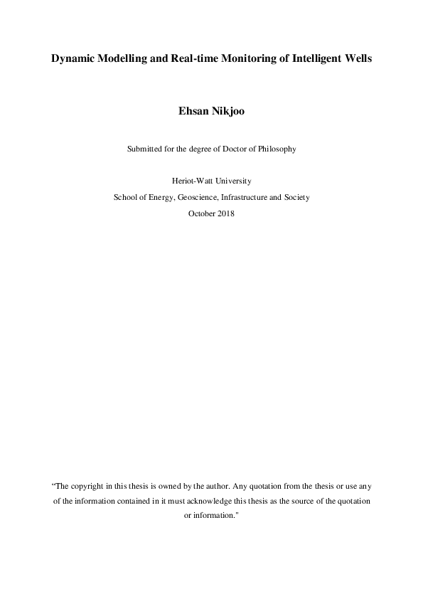 (PDF) Dynamic modelling and real-time monitoring of intelligent wells