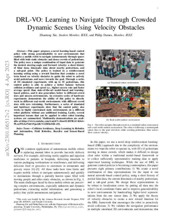 (PDF) DRL-VO: Learning to Navigate Through Crowded Dynamic Scenes Using ...