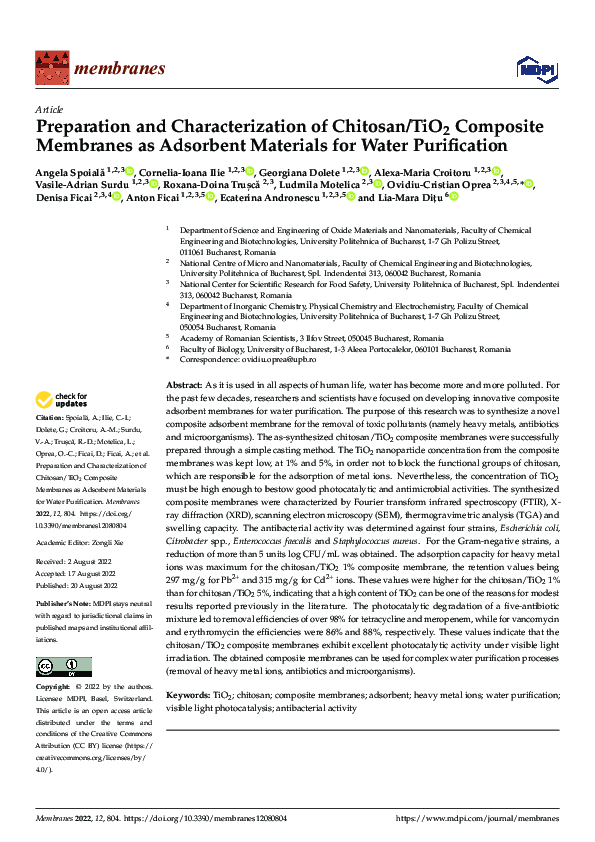 (PDF) Preparation and Characterization of Chitosan/TiO2 Composite Membranes as Adsorbent ...