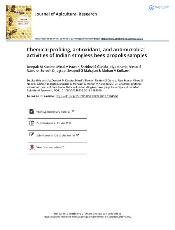 (PDF) Chemical profiling, antioxidant, and antimicrobial activities of Indian stingless bees ...