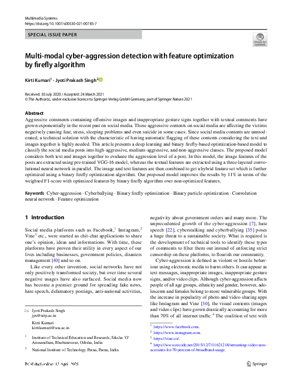 (PDF) Multi-modal cyber-aggression detection with feature optimization ...