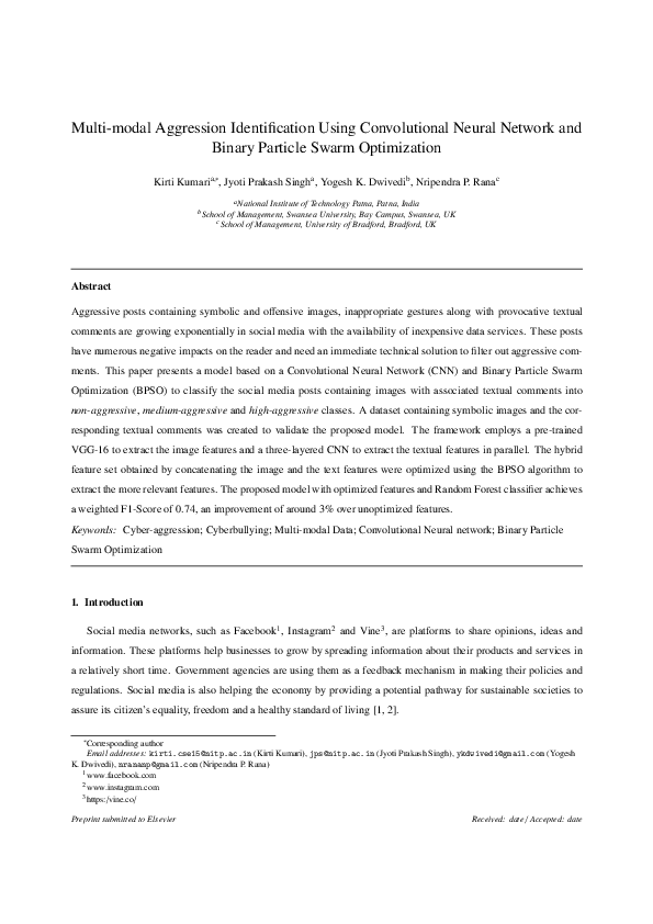 (PDF) Multi-modal aggression identification using Convolutional Neural Network and Binary ...