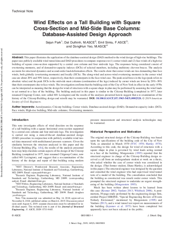 (PDF) Wind Effects on a Tall Building with Square Cross-Section and Mid ...