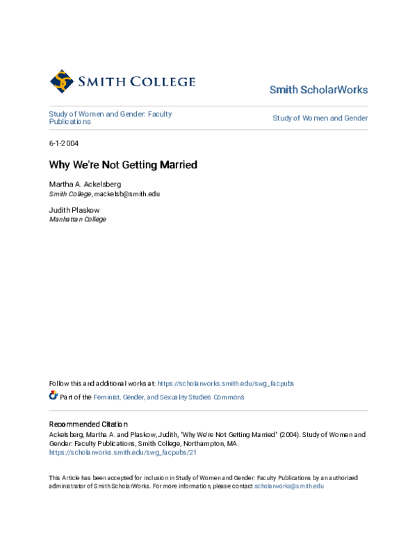 (PDF) Why We're Not Getting Married