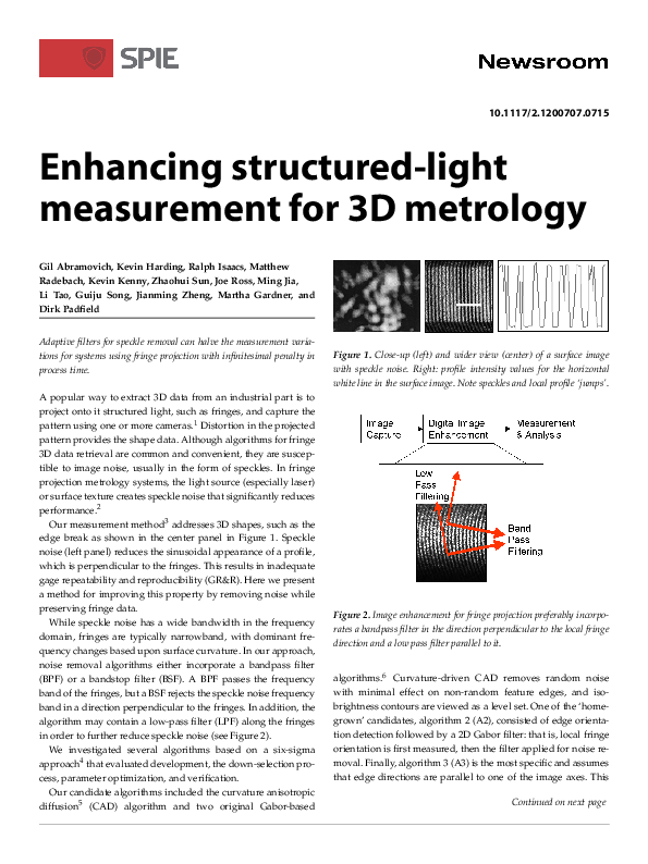 (PDF) Enhancing structured-light measurement for 3D metrology