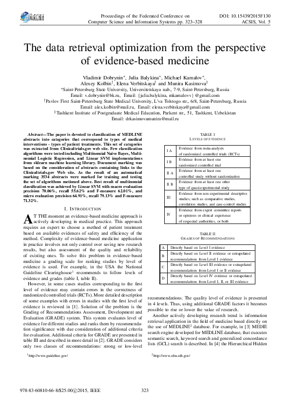 (PDF) The data retrieval optimization from the perspective of evidence-based medicine