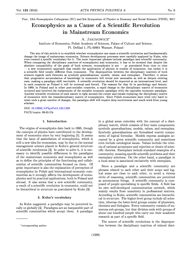 (PDF) Econophysics as a Cause of a Scientific Revolution in Mainstream ...