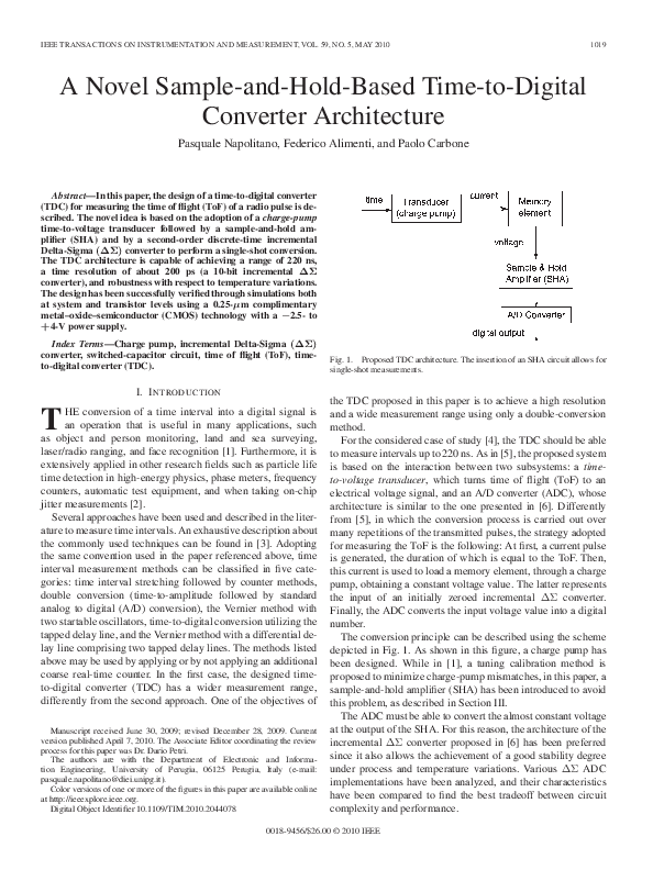 (PDF) A Novel Sample-and-Hold-Based Time-to-Digital Converter Architecture
