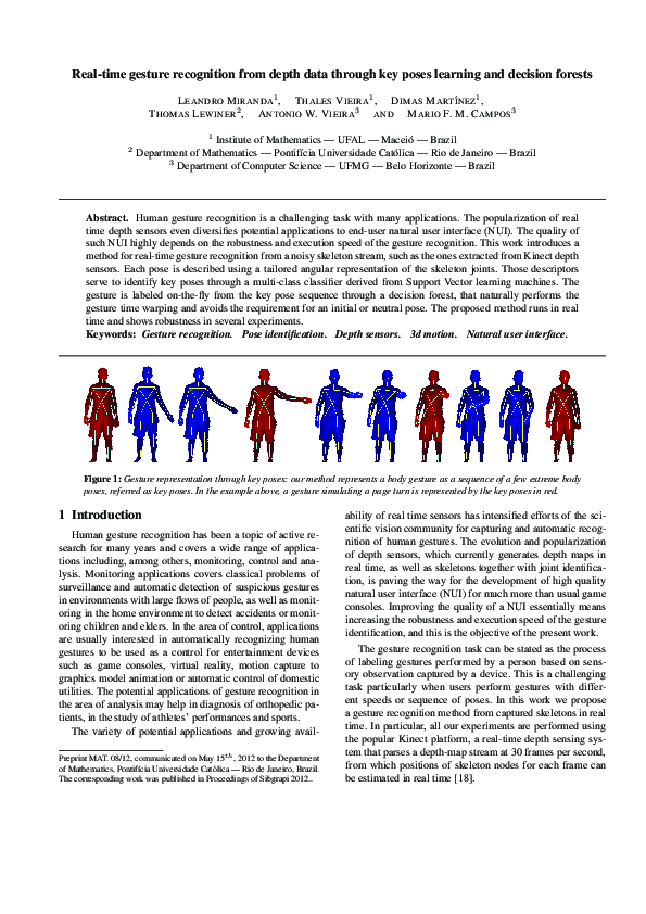 (PDF) Real-Time Gesture Recognition Using Depth Data and Key Poses