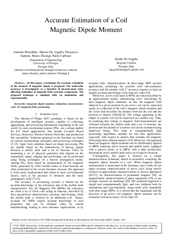(PDF) Accurate estimation of a coil magnetic dipole moment