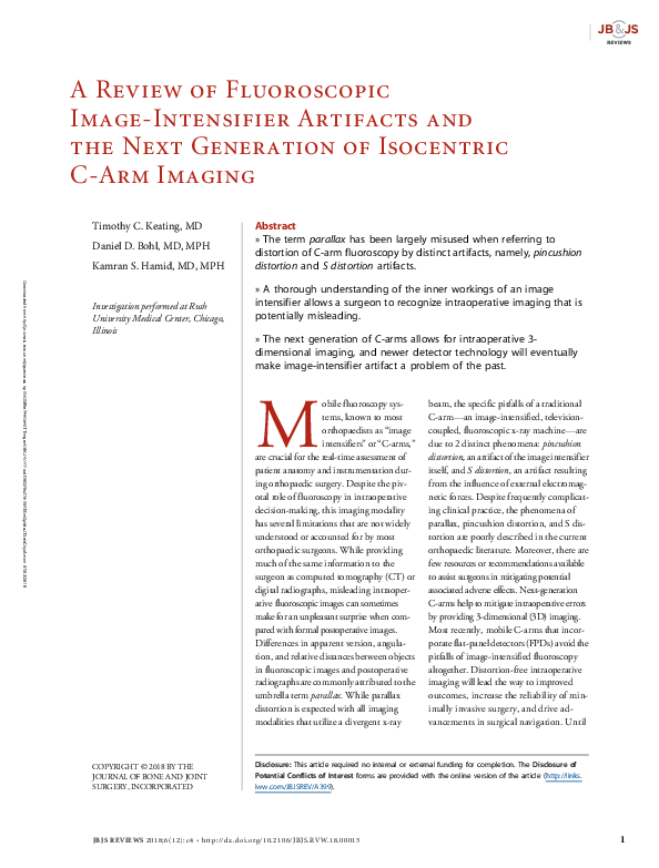(PDF) A Review of Fluoroscopic Image-Intensifier Artifacts and the Next ...