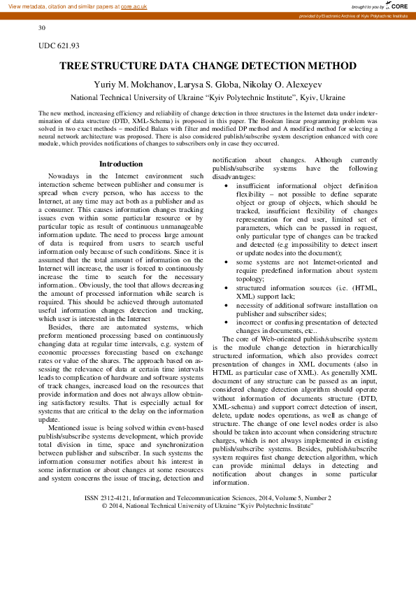 (PDF) Tree Structure Data Change Detection Method