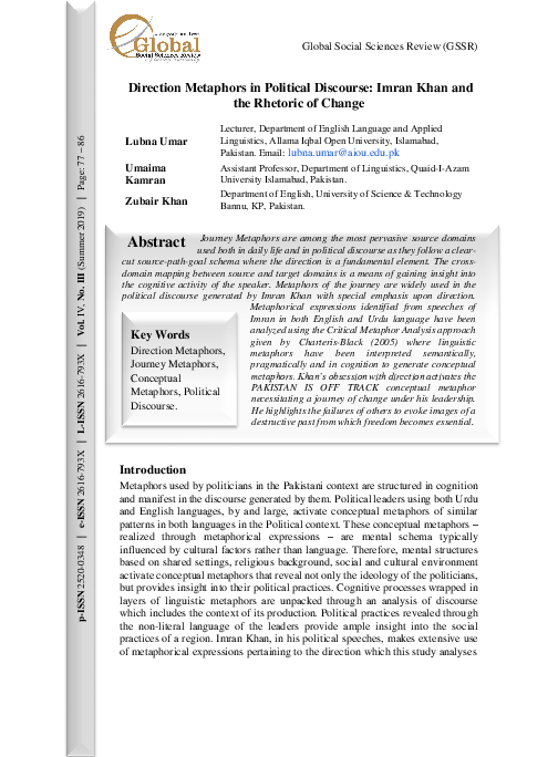 (PDF) Directional Metaphor in Political discourse